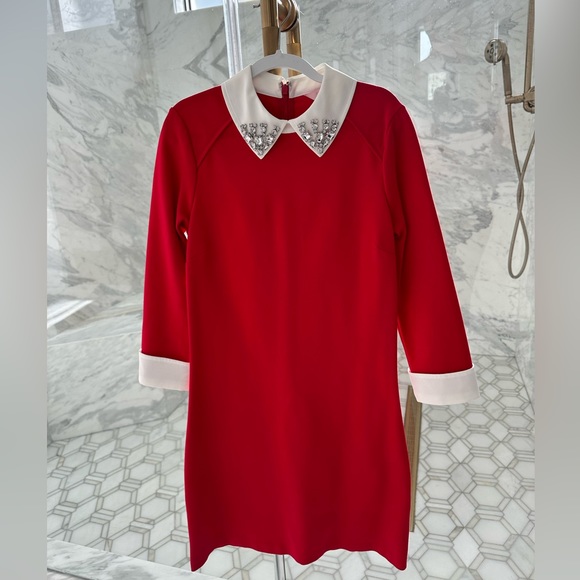 Ted Baker | Dresses | Ted Baker Red Dress With Embellished Collar ...